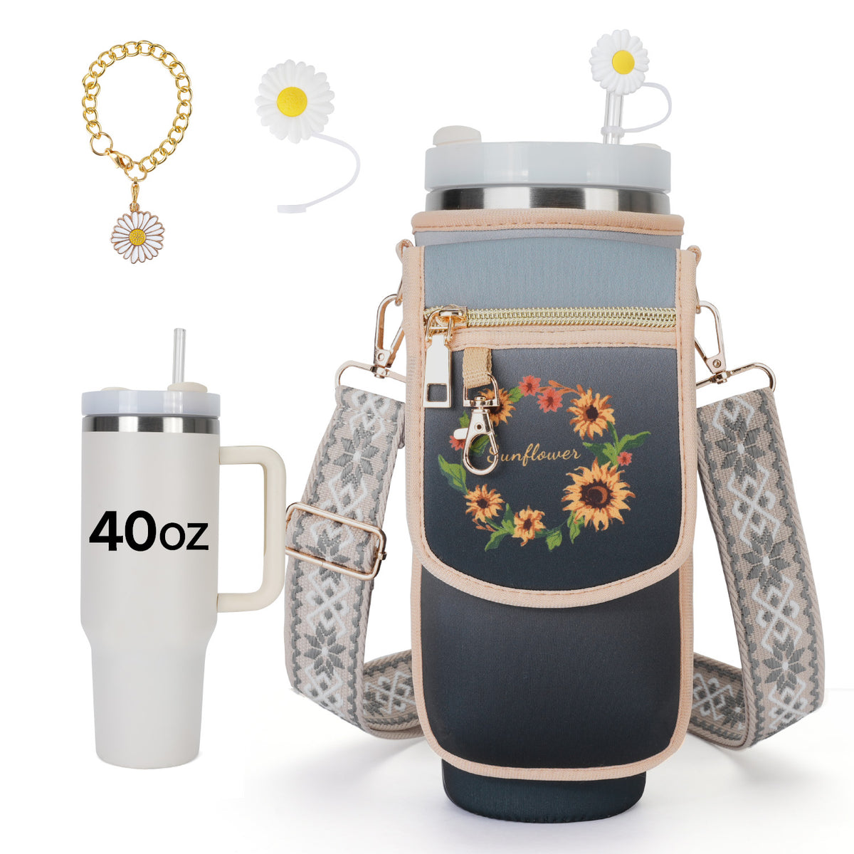 Water Bottle Carrier Bag for Stanley 40 oz Tumbler with Phone Pocket P ...